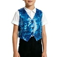 Boys Girls Sequin Dance Performance Vest, Slim Fit Glitter Sleeveless ...