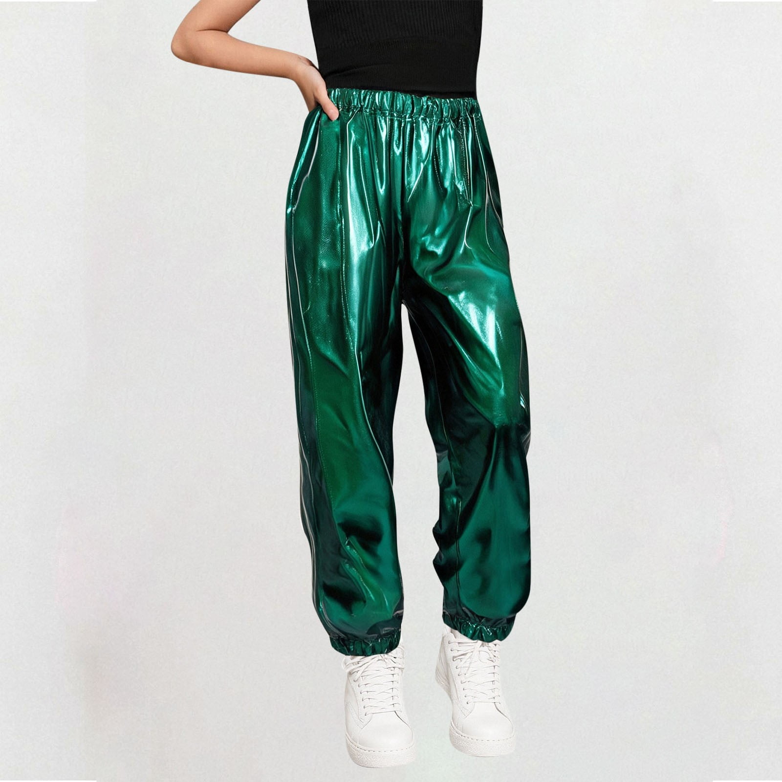 Boys Girls Shiny Straight Leg Pants Children Kids Performance Trousers ...