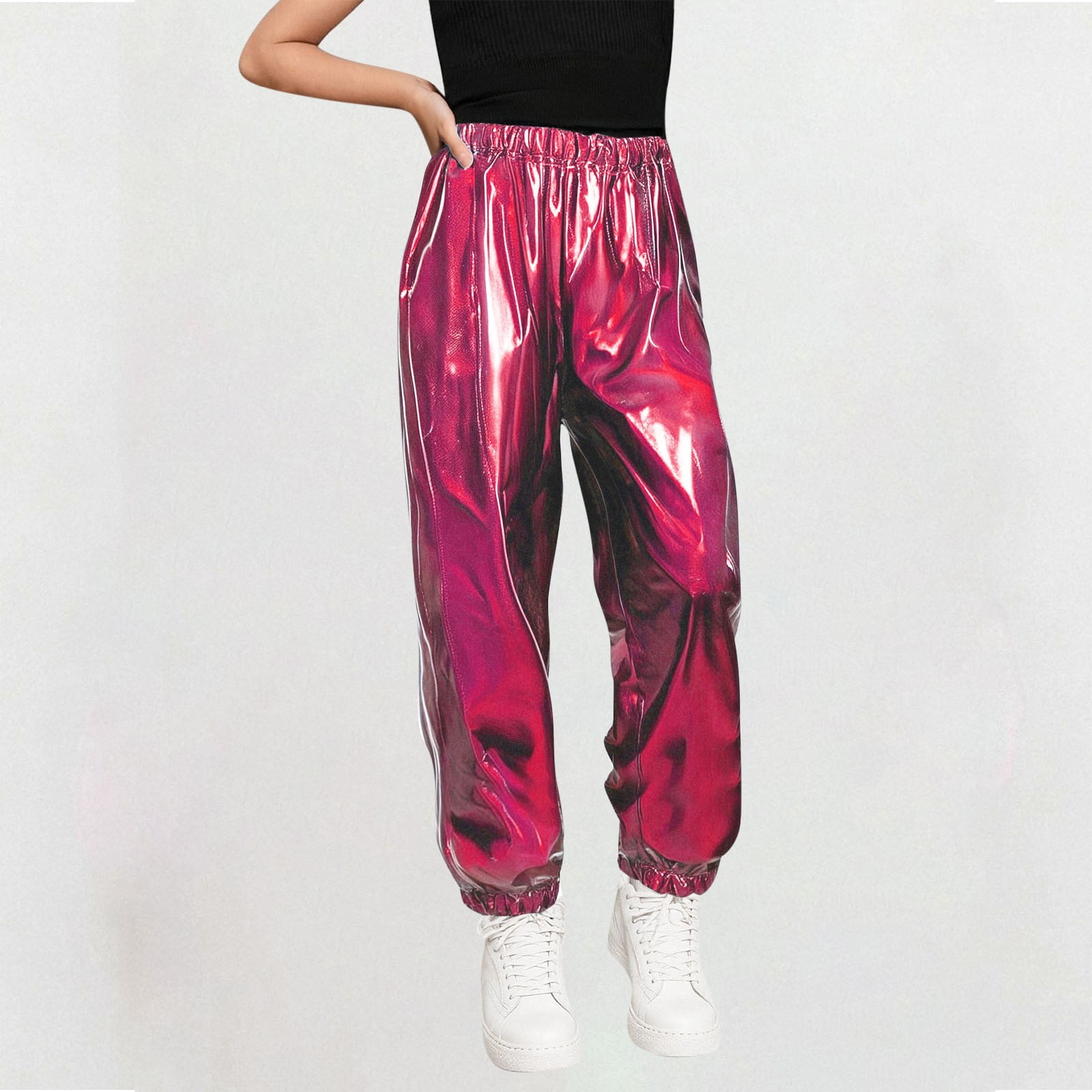 Boys Girls Shiny Straight Leg Pants Children Kids Performance Trousers ...