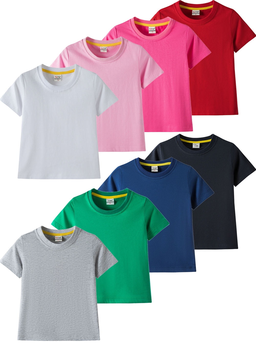 Boys Girls Shirts Short Sleeve Shirts for Toddler Cotton Tee Solid T ...