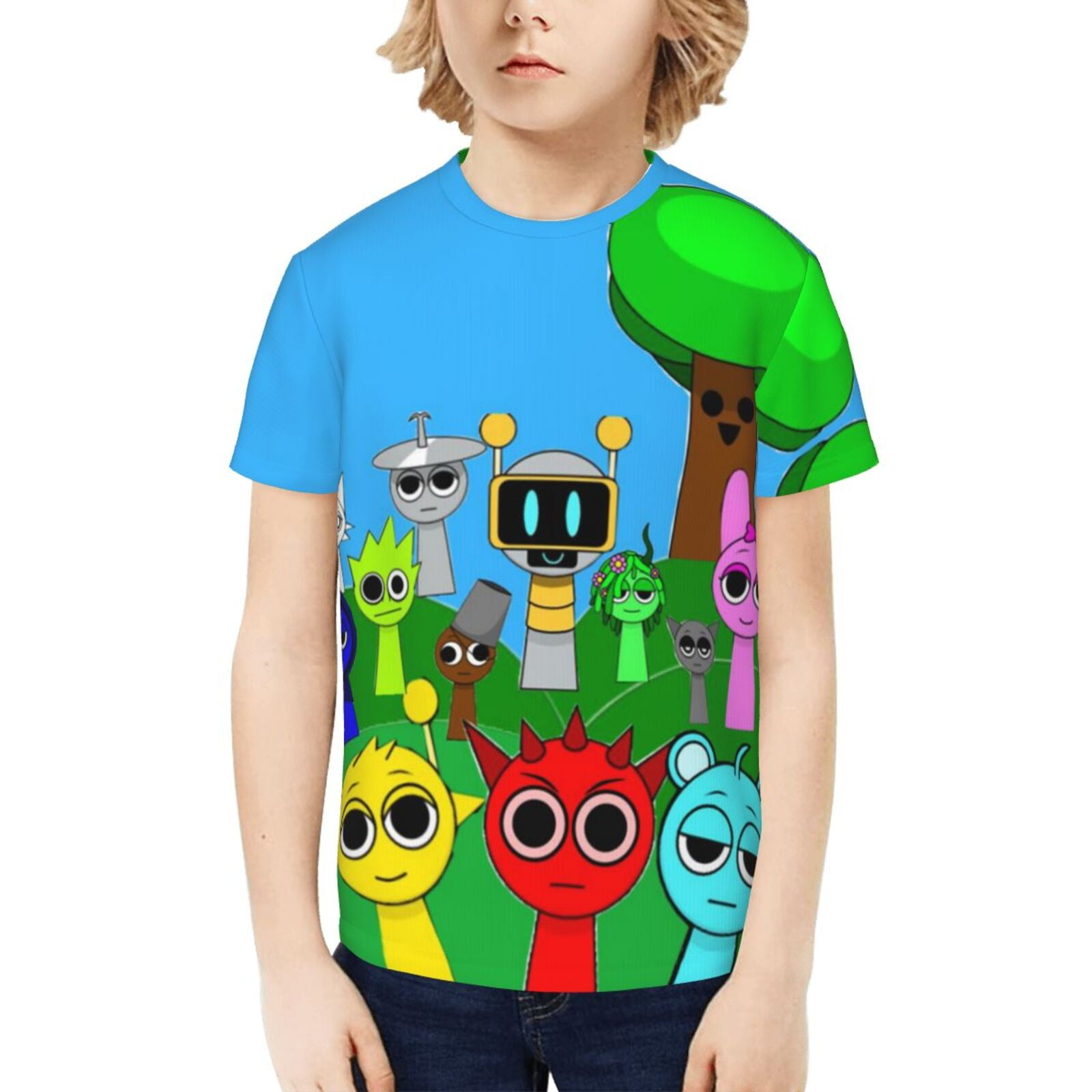 Boys Girls Shirts Sprunki T-Shirt Kids Casual Short Sleeve Tee Tops ...