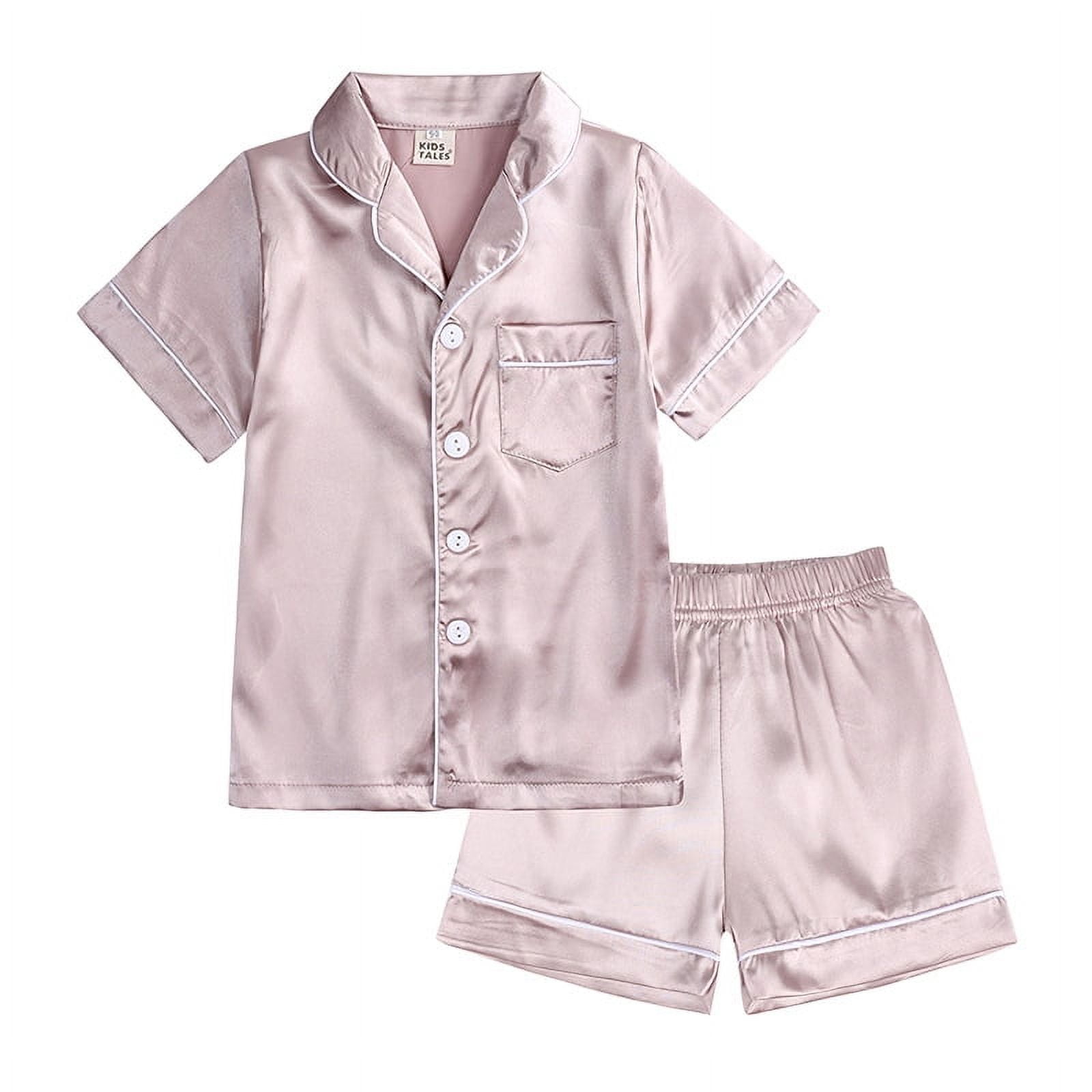 Boys Girls Short Silk Pajamas Set,Classic Satin Pajamas for Toddler ...