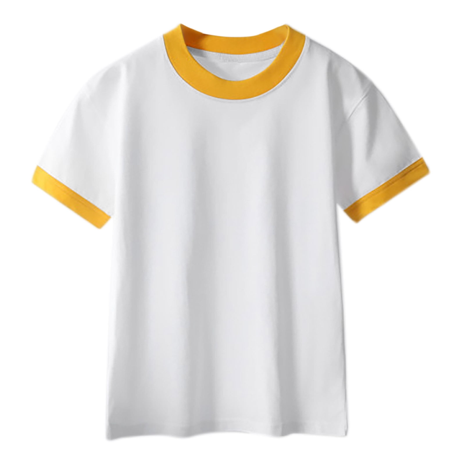 Boys Girls Short Sleeve Tee Kids Cotton Sport Crew Neck Color Blocked T ...