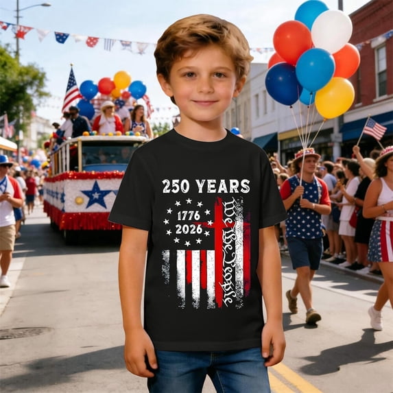 Boys Girls Short Sleeve Tops Summer Tee 250 Anniversary USA Boys ...
