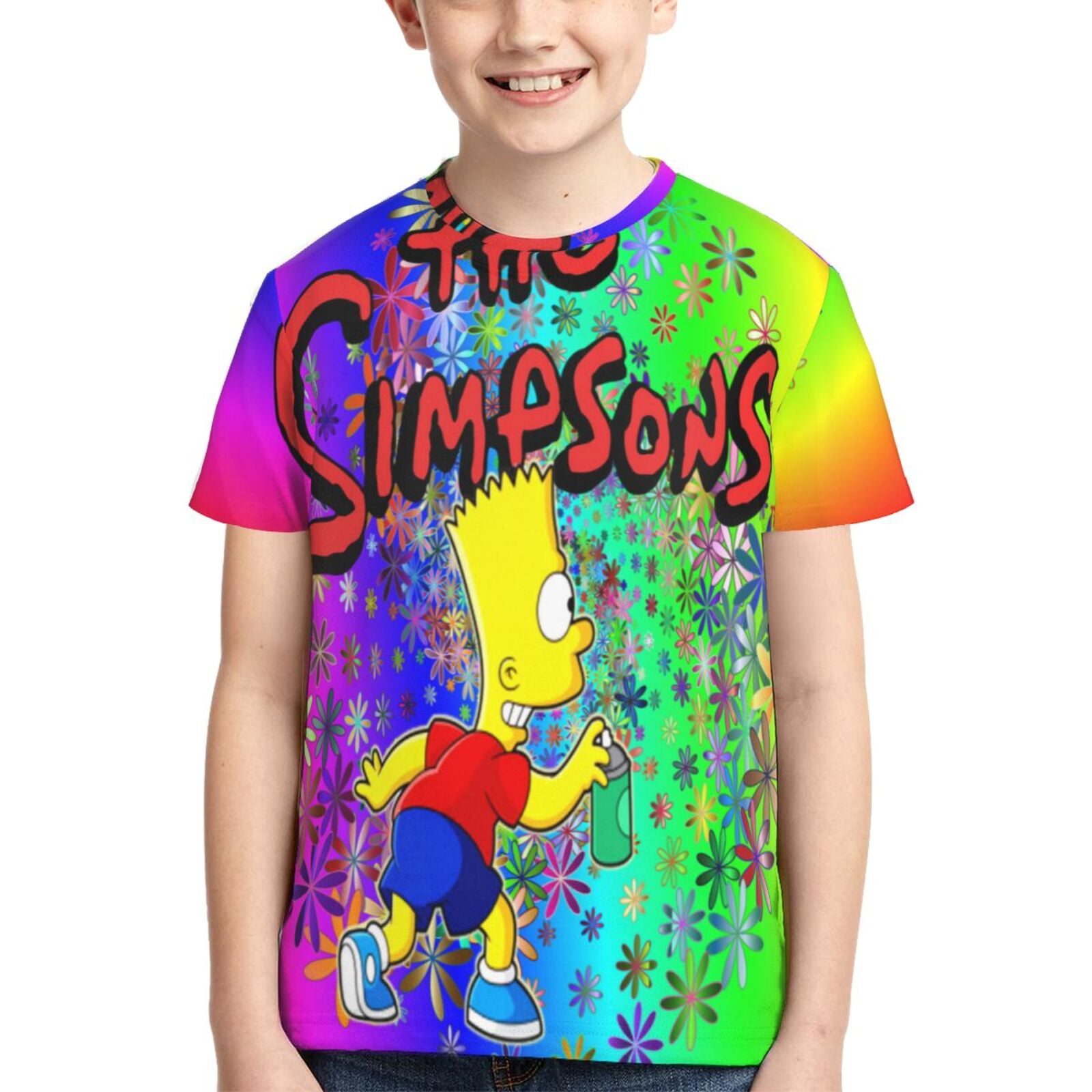 Boys Girls Simpsons T-Shirts 3D Printed Novelty Short Sleeve Shirts Kids Youth Game Cartoon Tee ...