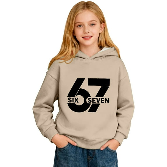 Boys Girls Six Seven Meme Funny 67 Hoodies Long Sleeve Relax Fit Number ...