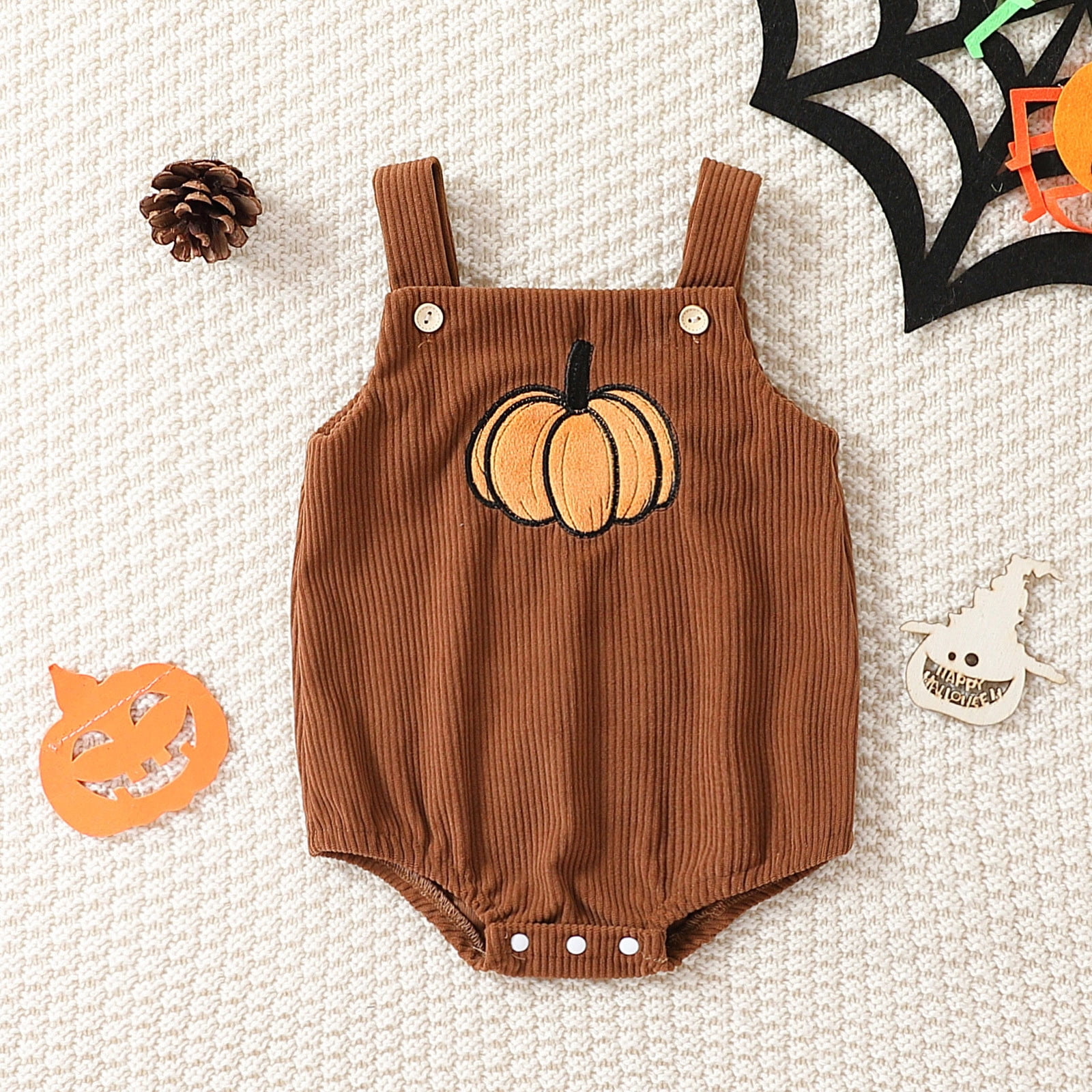 Boys Girls Sleeveless Hat Pumpkins Print Romper Bodysuit Baby Summer Clothes Long Sleeve ...
