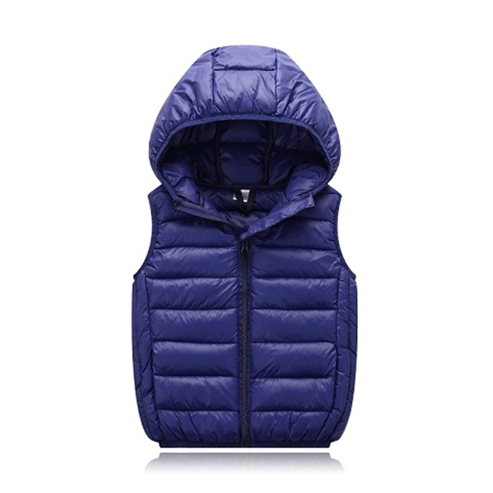 Boys Girls Sleeveless Winter Hooded Vest Outerwear Coats for,Navy 150 ...