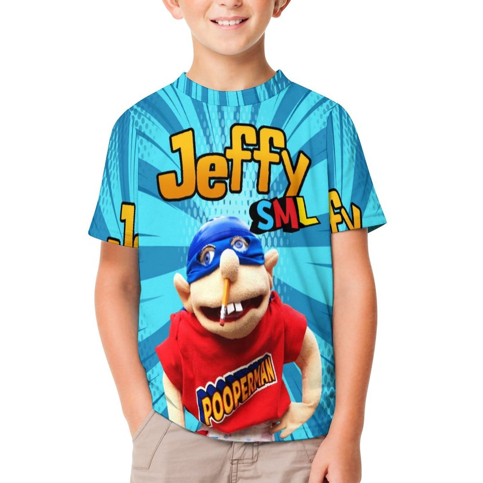 Boys Girls Sml Cartoon Jef-,fy T-Shirt Crewneck Short Sleeve Tee Shirt ...