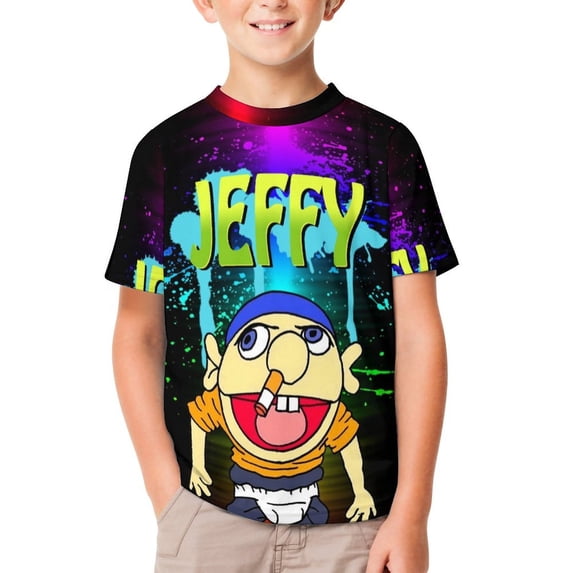 Boys Girls Sml Cartoon Jef-,fy T-Shirt Crewneck Short Sleeve Tee Shirt ...
