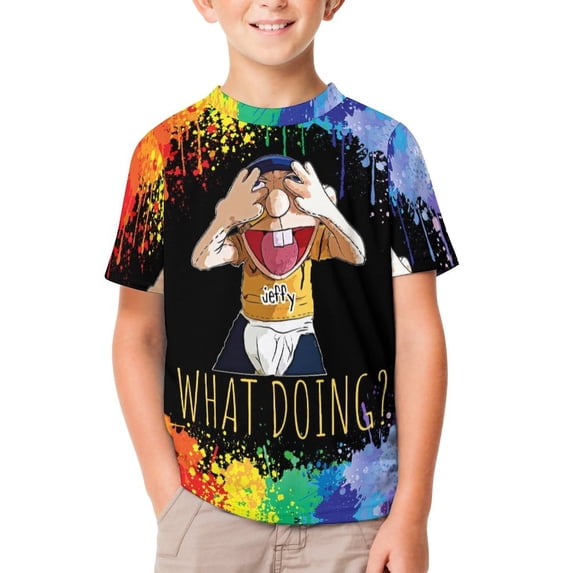 Boys Girls Sml Cartoon Jef-,fy T-Shirt Crewneck Short Sleeve Tee Shirt ...
