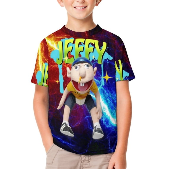 Boys Girls Sml Cartoon Jef-,fy T-Shirt Crewneck Short Sleeve Tee Shirt ...