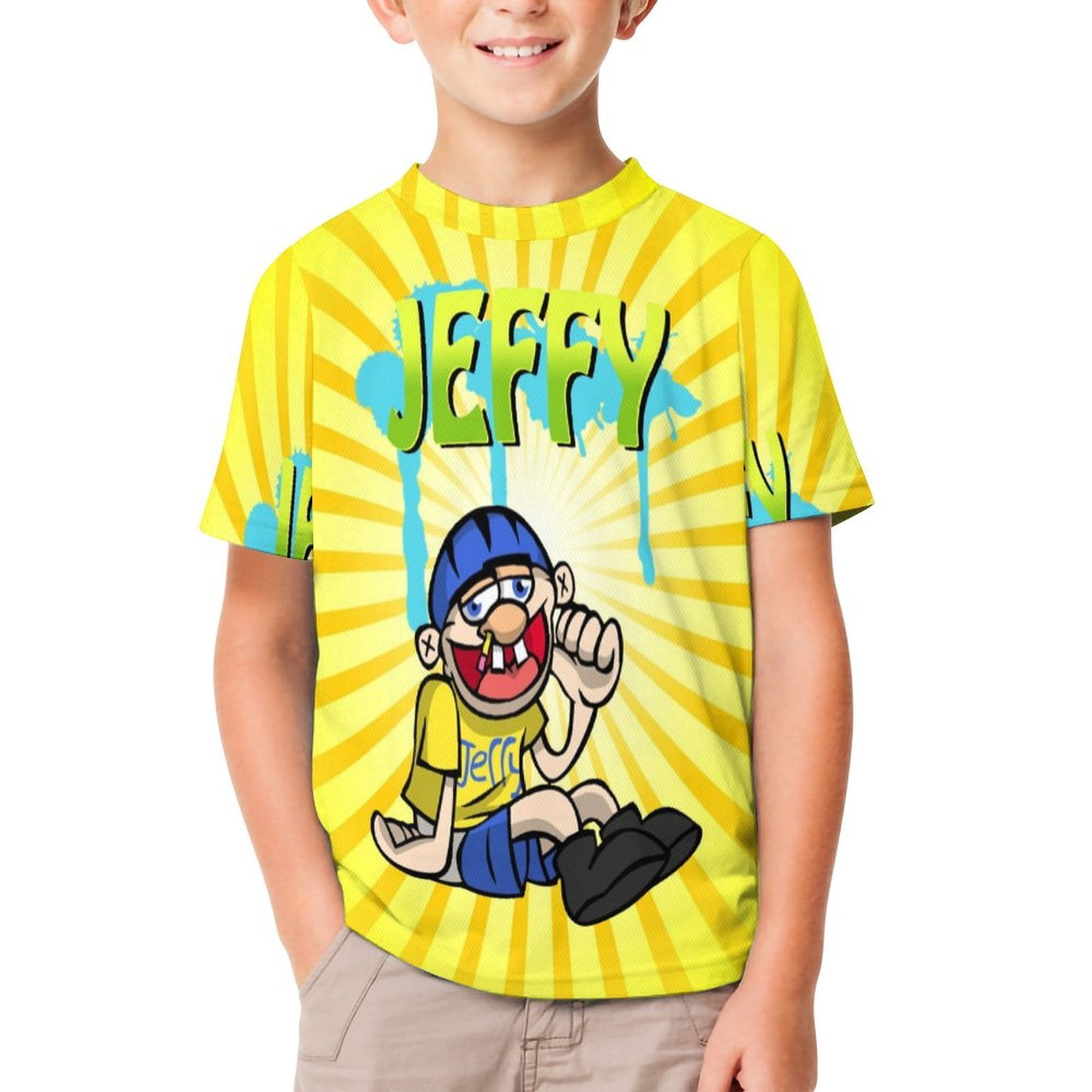 Boys Girls Sml Cartoon Jef-,fy T-Shirt Crewneck Short Sleeve Tee Shirt ...