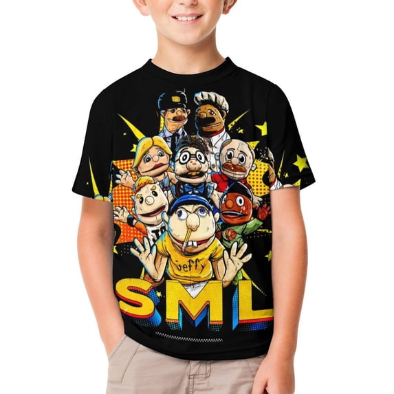 Boys Girls Sml Cartoon Jef-,fy T-Shirt Crewneck Short Sleeve Tee Shirt ...