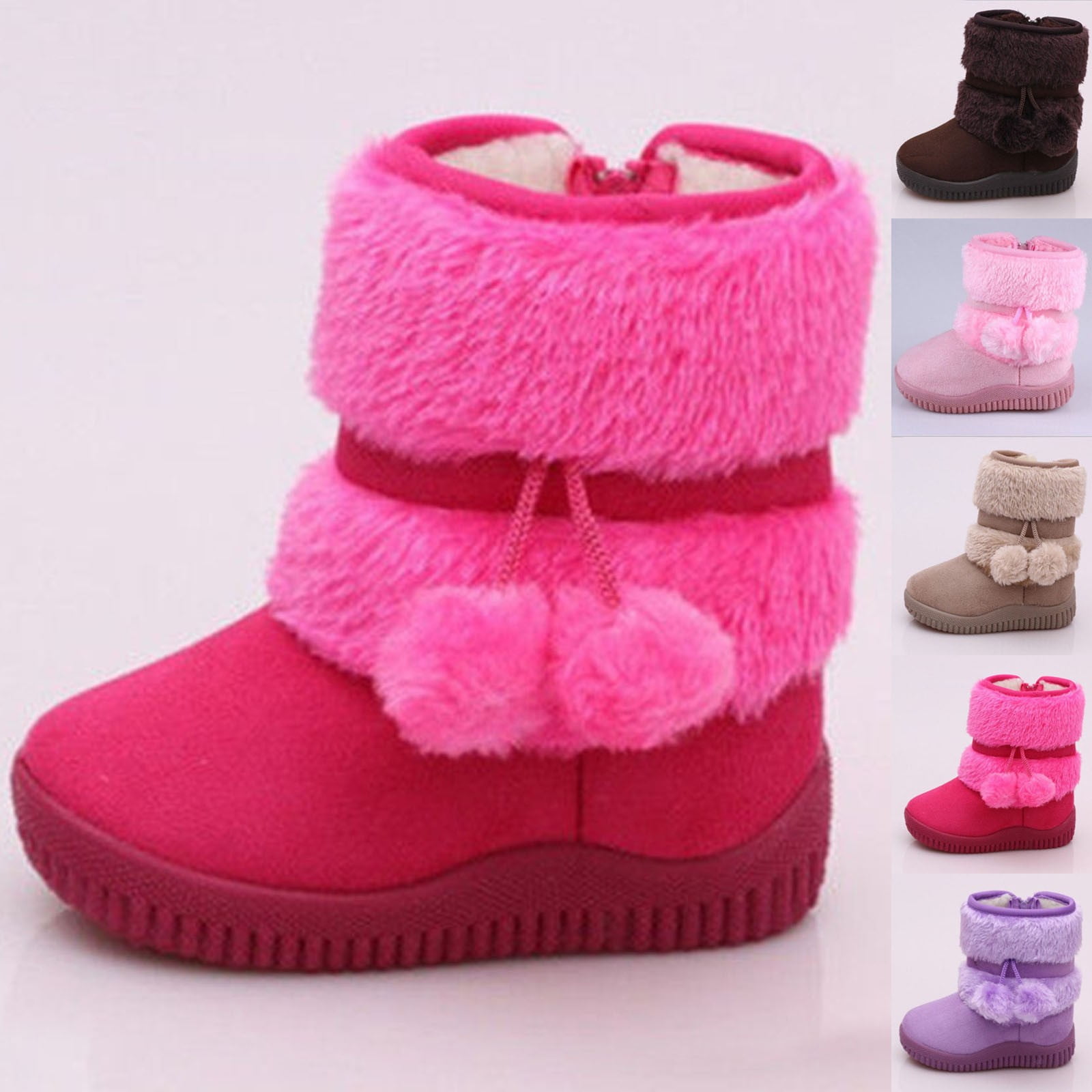 Boys Girls Snow Boots Water-Resistant Outdoor Warm Cozy Anti-Slip Mid ...