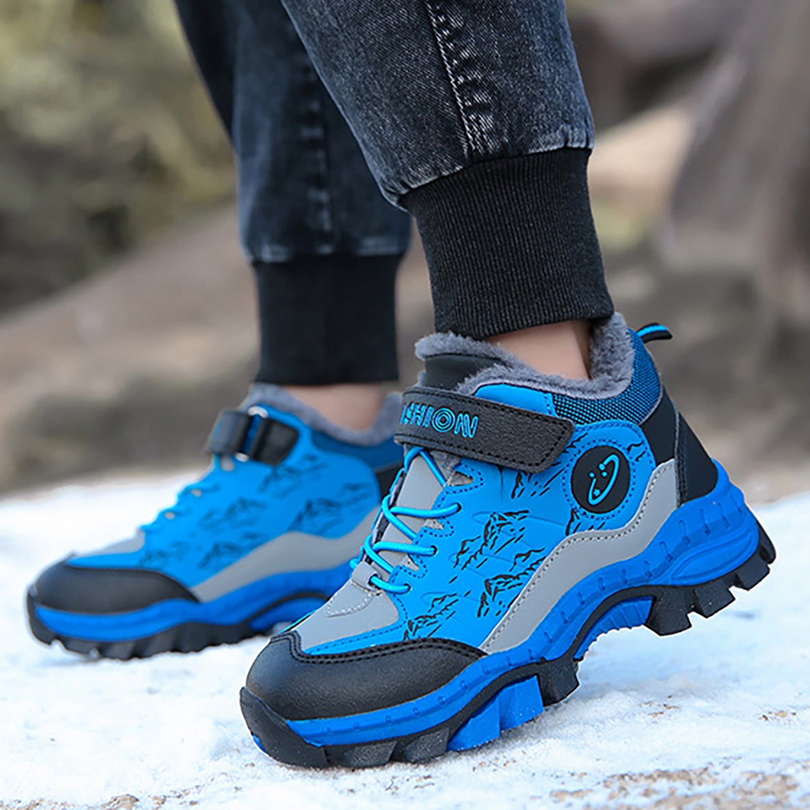 Boys Girls Snow Boots Winter On Warm Fur Lined Shoes Lightweight Water ...