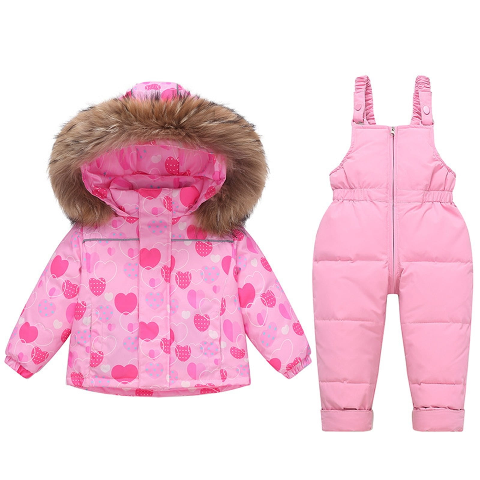 Boys Girls Snow Suit Winter Snowsuit Padded Warm 2 Piece Outfits Zip Up ...