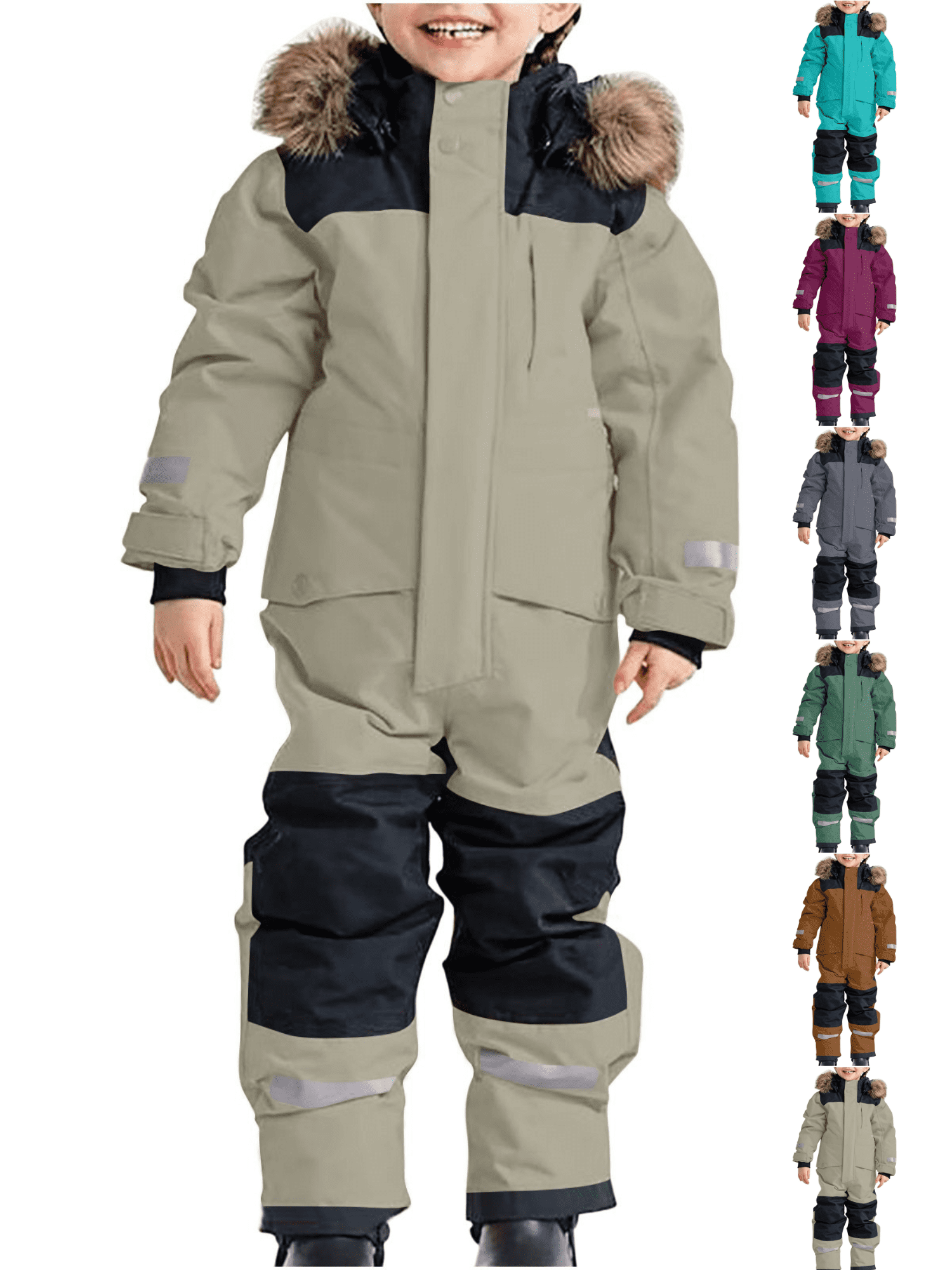 Boys' and Girls' Snowsuit Waterproof Jumpsuit Windproof Thermal Snow ...