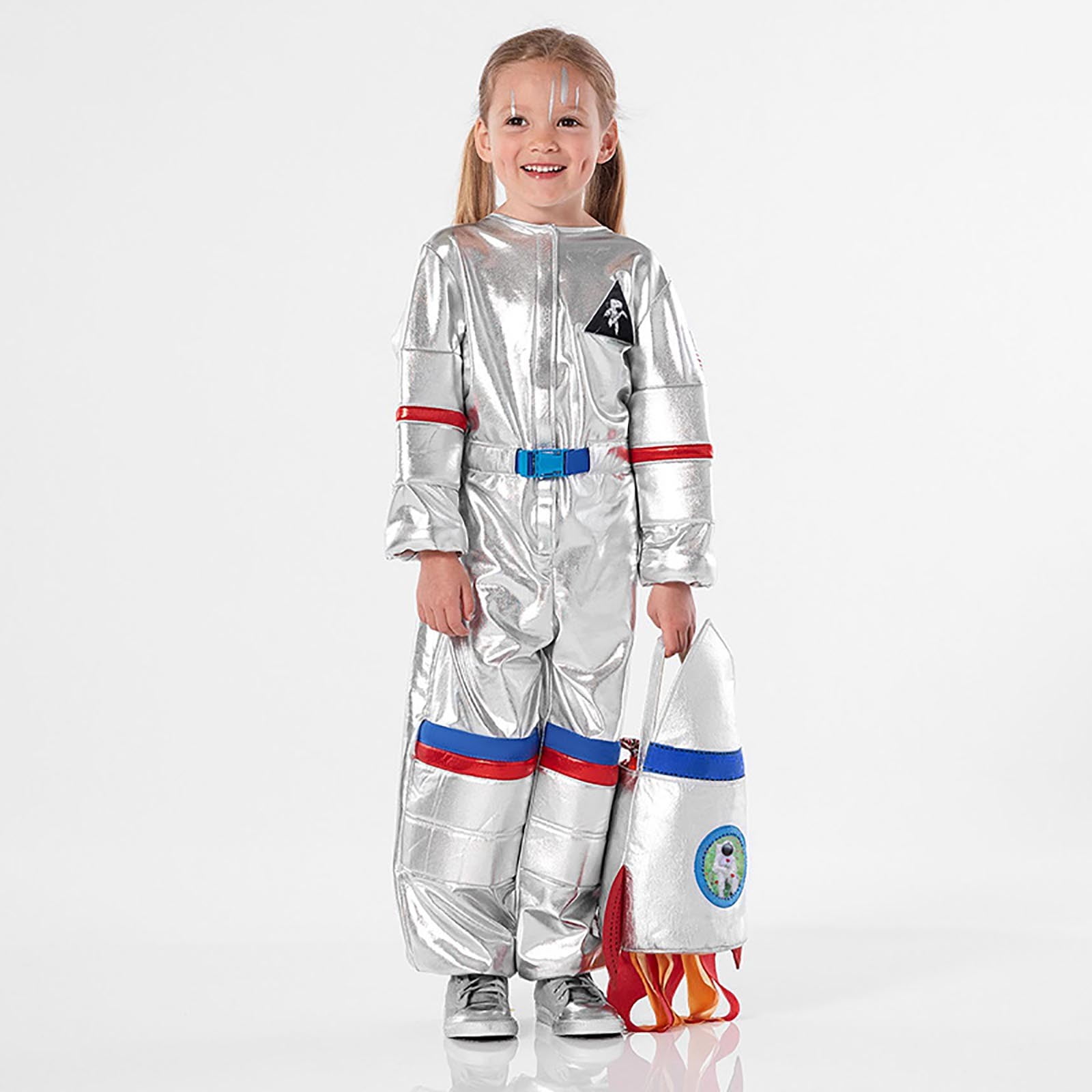 Boys Girls Space Suit Silver Astronaut Role Play Dress Up Professional ...