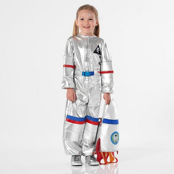 Boys Girls Space Suit Silver Astronaut Role Play Dress Up Professional ...