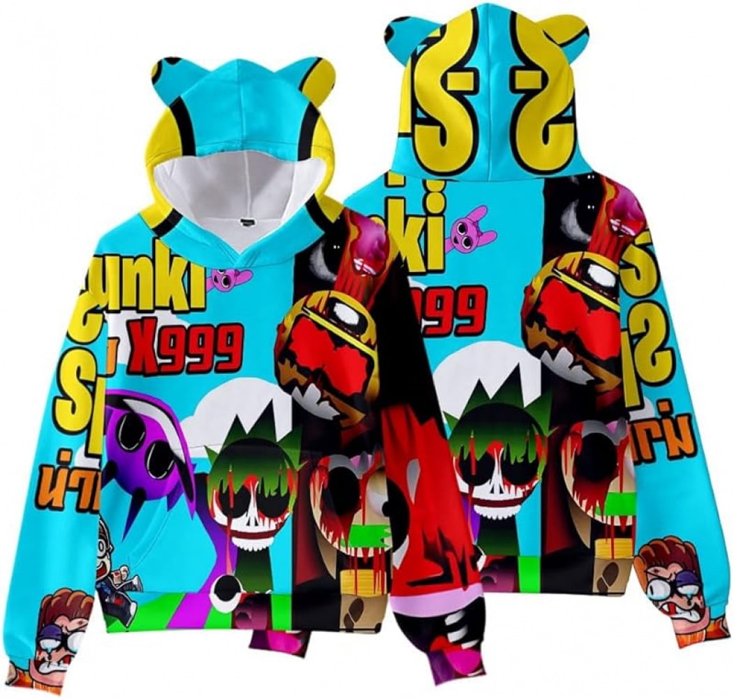 Boys Girls Sprunki Hoodies Kids Music Adventure Cartoon Game Sweatshirt ...