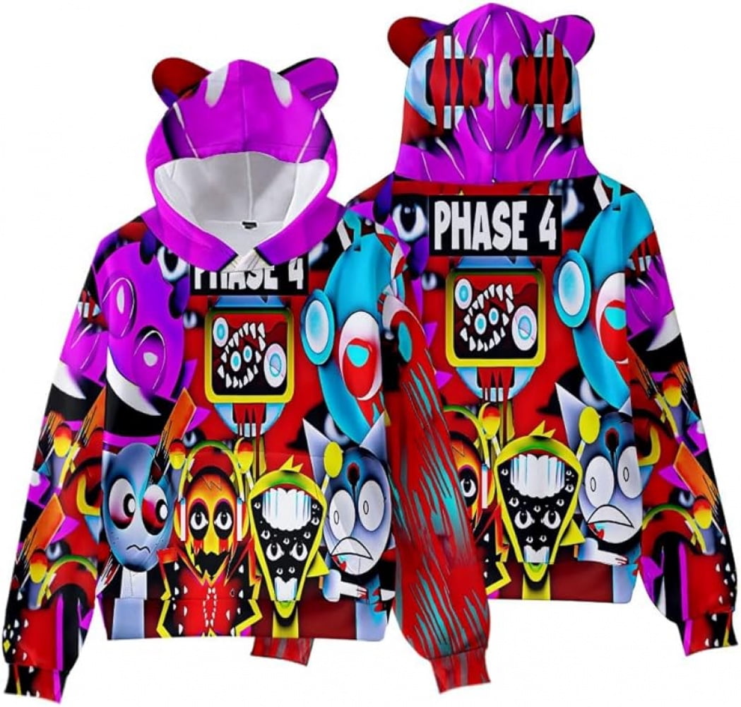 Boys Girls Sprunki Hoodies Kids Music Adventure Cartoon Game Sweatshirt ...