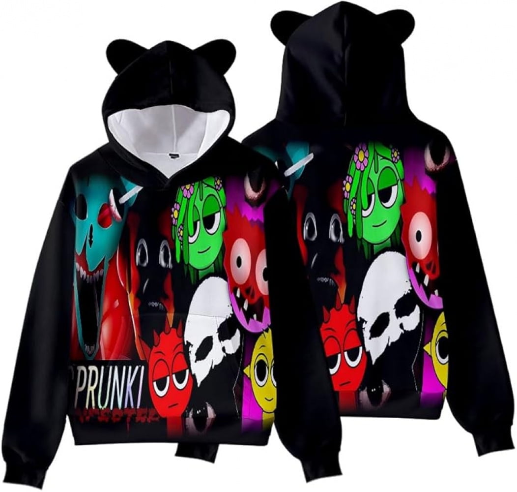 Boys Girls Sprunki Hoodies Kids Music Adventure Cartoon Game Sweatshirt ...