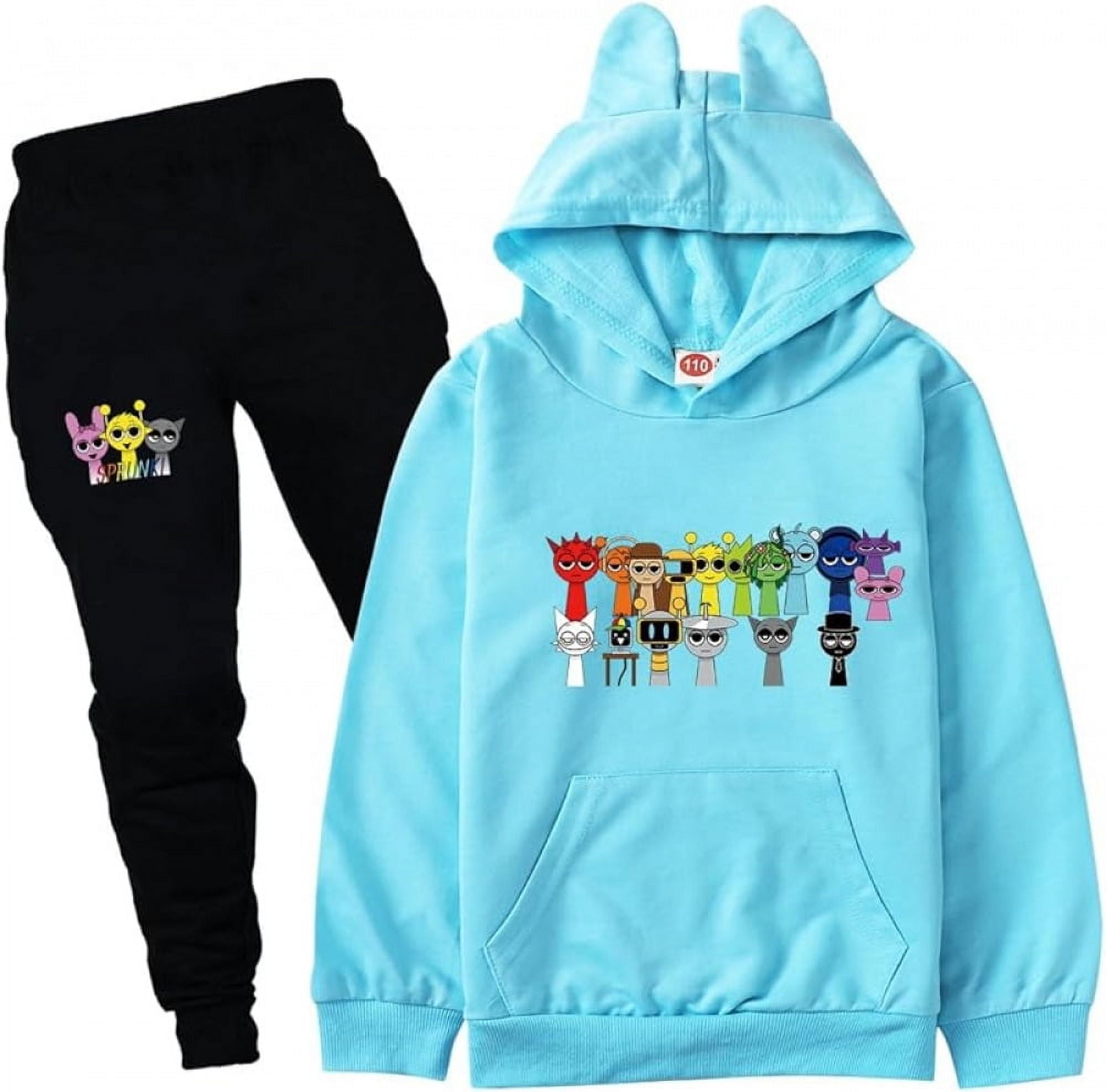 Boys Girls Sprunki Hoodies and Pants Set Kids Cartoon Game Casual ...