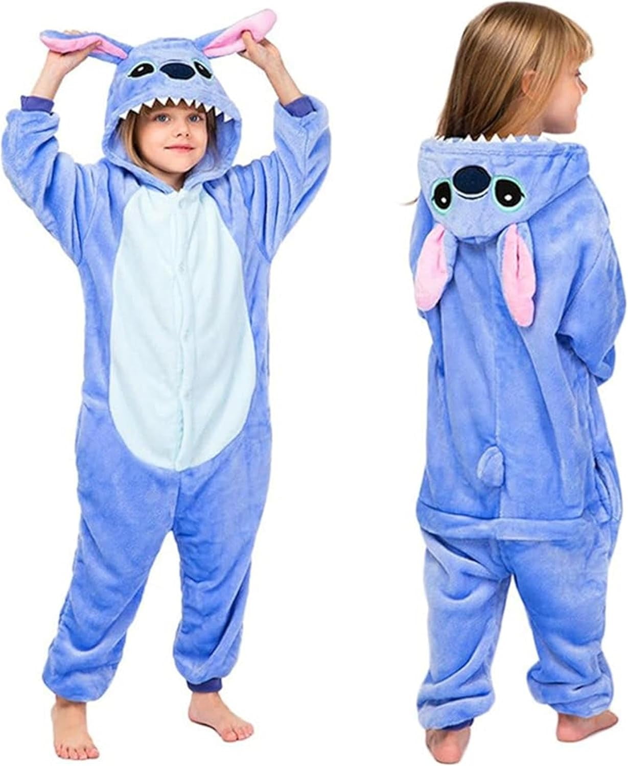 Boys Girls Stitch Pajamas Halloween Unisex Kids One Piece Cosplay Costume Cartoon Teens Party ...
