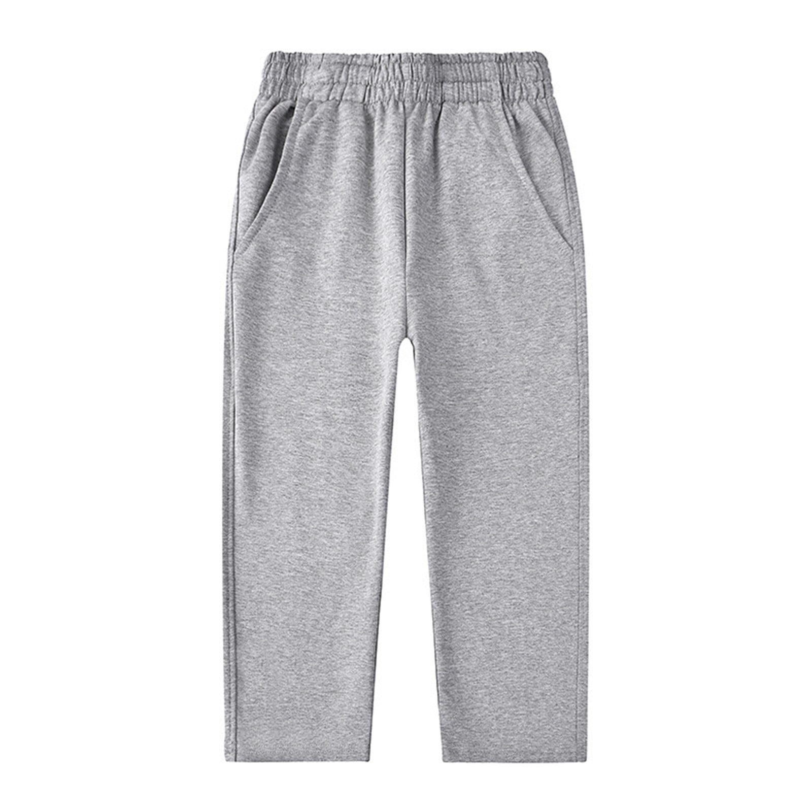 Boys Girls Straight Leg Cotton Blend Pants - Stretchy Elastic Waist ...