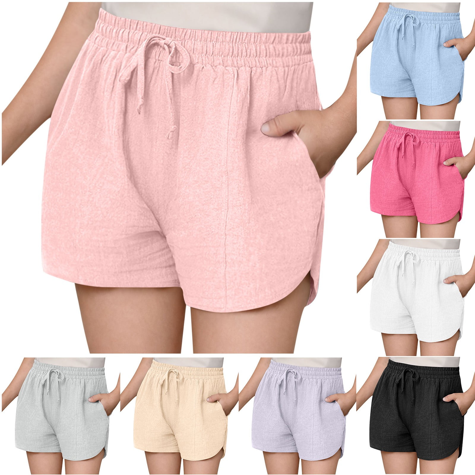 Boys Girls Summer Casual Shorts Adjustable Waist with Pockets Frill Hem ...