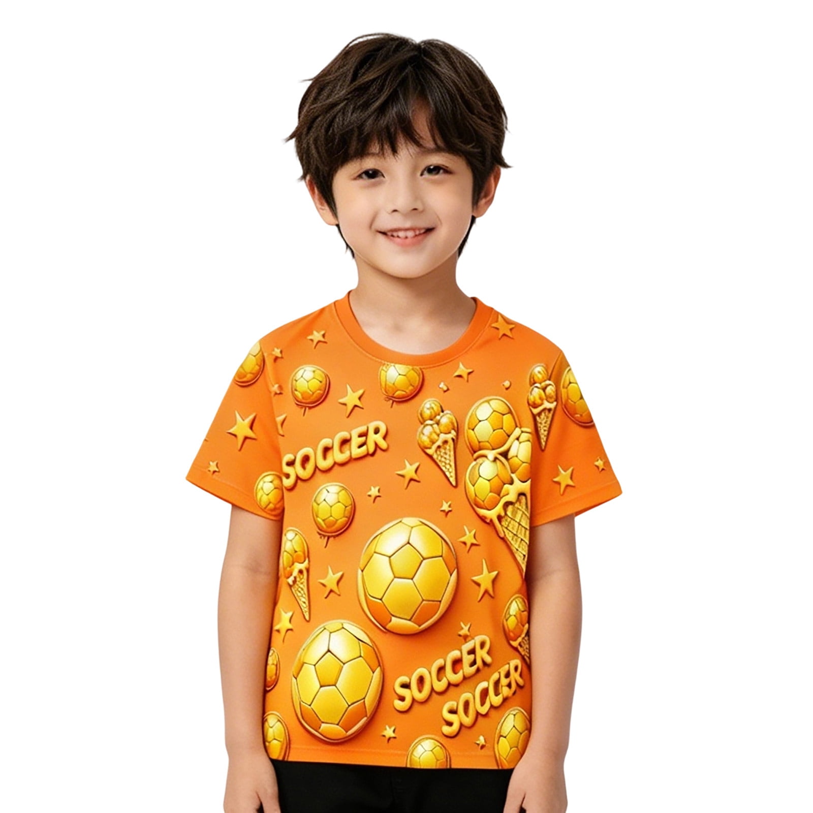 Boys Girls Summer Ice Graphic Short Sleeve Casual Blend Tee for Kids ...