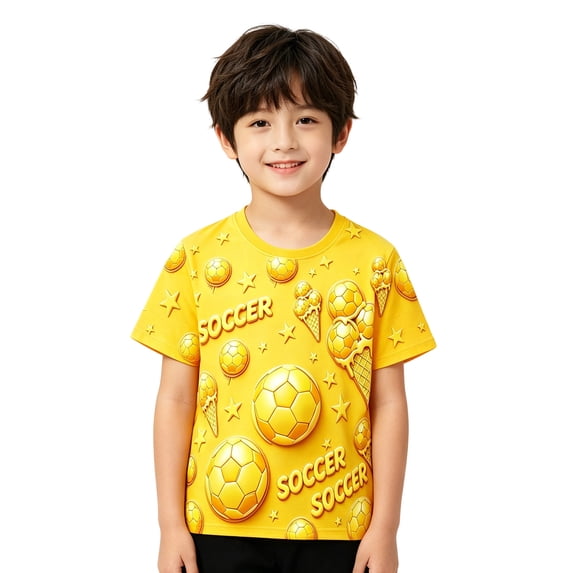 Boys Girls Summer Ice Graphic Short Sleeve Casual Blend Tee for Kids ...