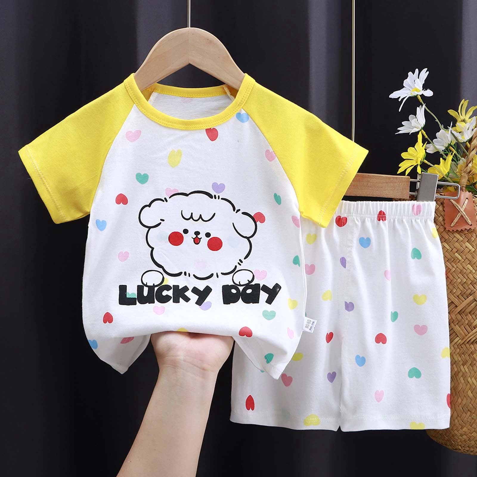 Boys Girls Summer Outfit Set 2 Piece Short Sleeve T Shirt Top Shorts ...