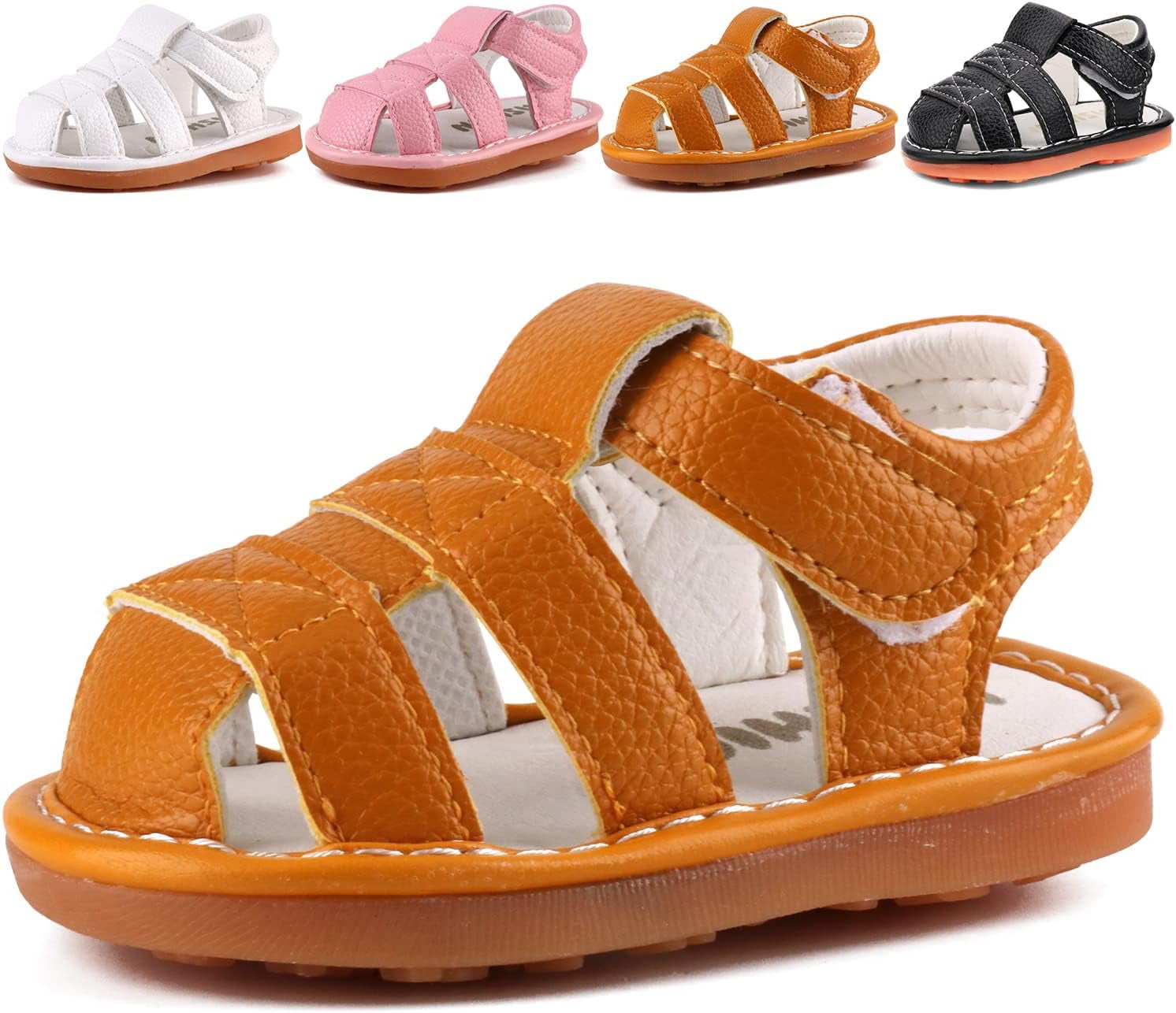Boys Girls Summer Squeaky Sandals Closed-Toe Anti-Slip Premium Rubber Sole Toddler First Walkers ...