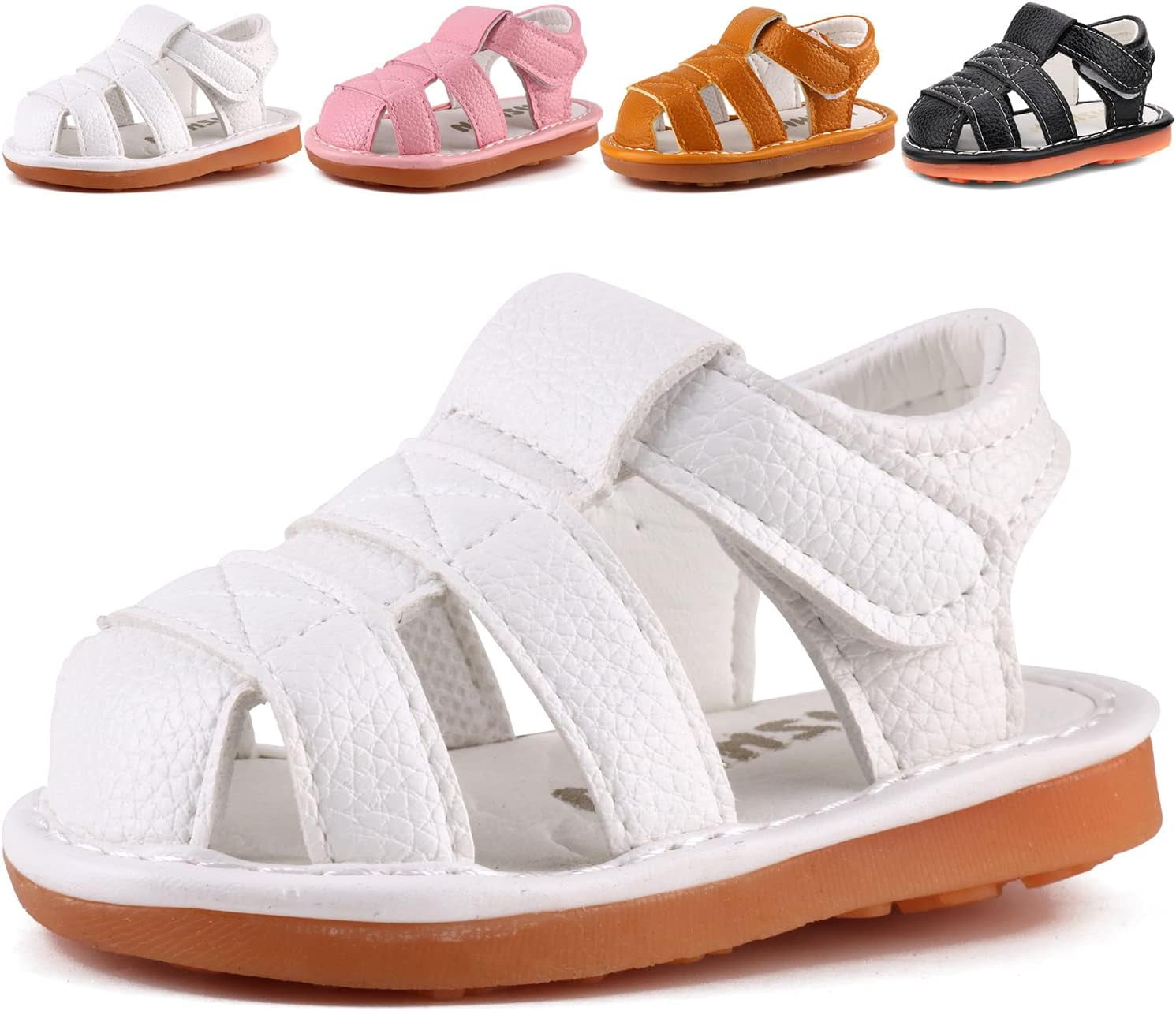 Boys Girls Summer Squeaky Sandals Closed-Toe Anti-Slip Premium Rubber Sole Toddler First Walkers ...