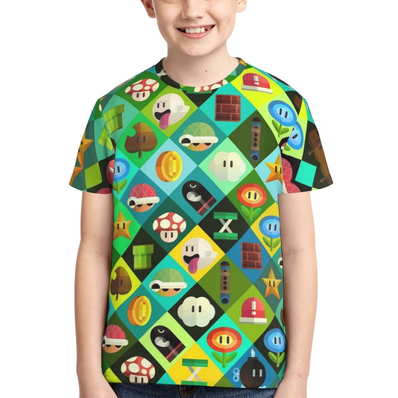 Boys Girls Super Mario Luigi Shirt Graphic T-Shirt Crewneck Short ...