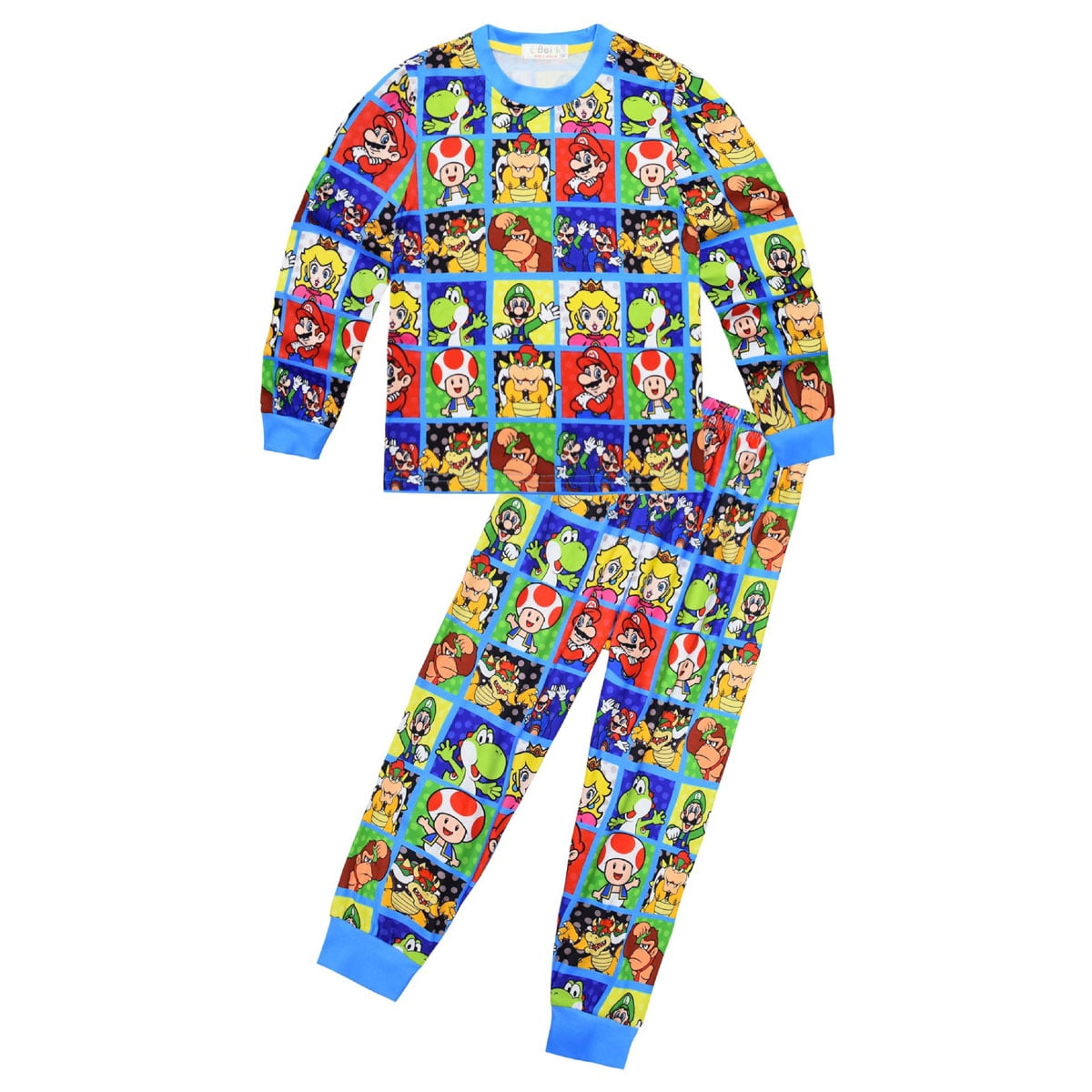 Boys Girls Super Mario&Princess Peach 2-Piece Cartoon Pyjamas Pjs ...