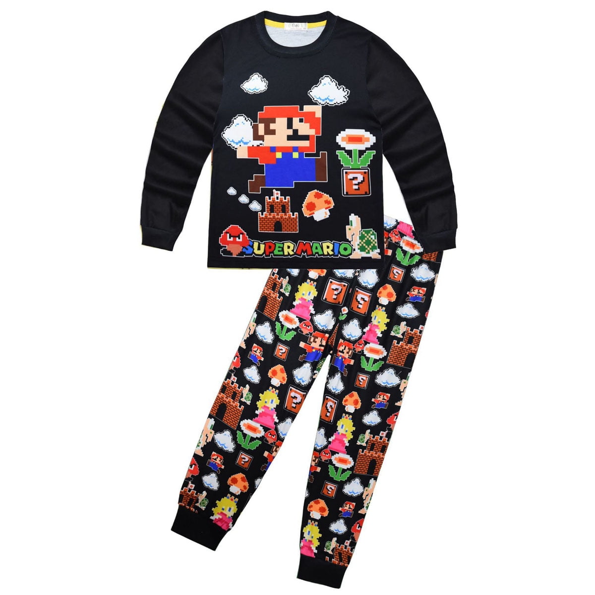 Boys Girls Super Mario&Princess Peach 2-Piece Cartoon Pyjamas Pjs ...