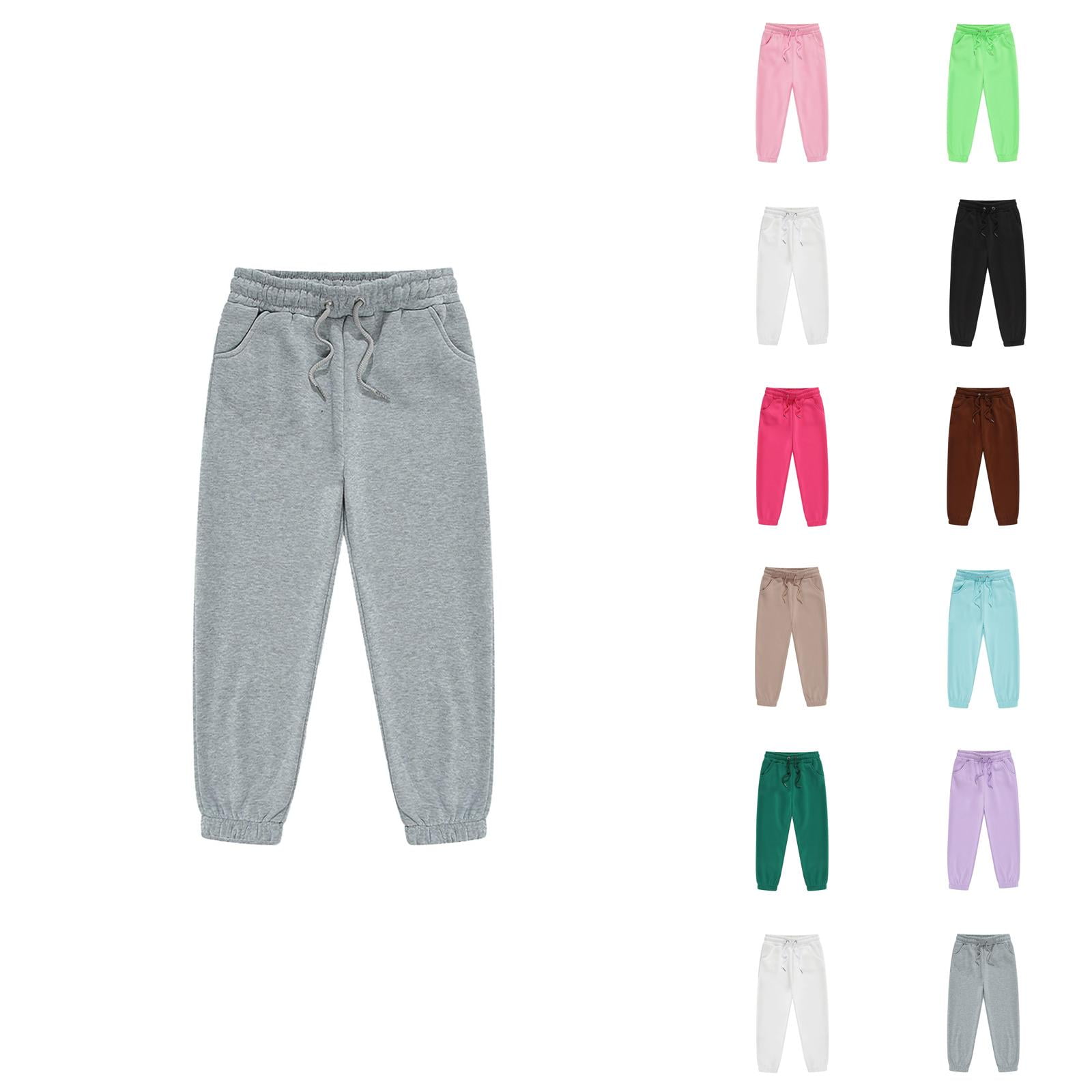 Boys Girls Sweatpants 2026 Trendy Elastic Waist Drawstring Solid Color ...