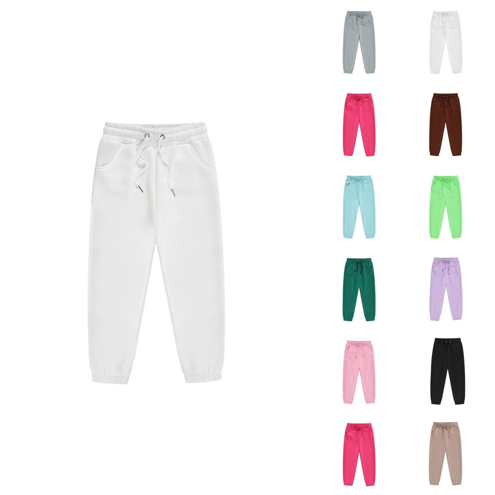 Boys Girls Sweatpants 2026 Trendy Elastic Waist Drawstring Solid Color ...