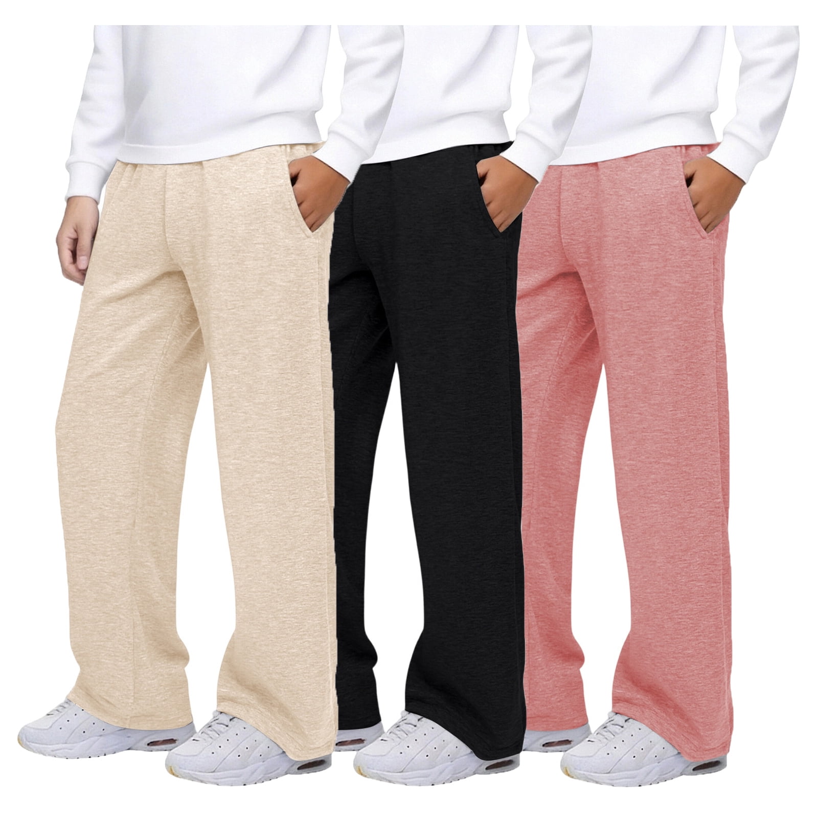Boys Girls Sweatpants Athletic Soft Elastic Waist Wide Leg Pants Girls ...