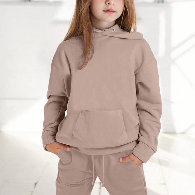 Boys Girls Sweatsuit Set 2 Piece Sweatshirt and Sweatpants Set Solid ...