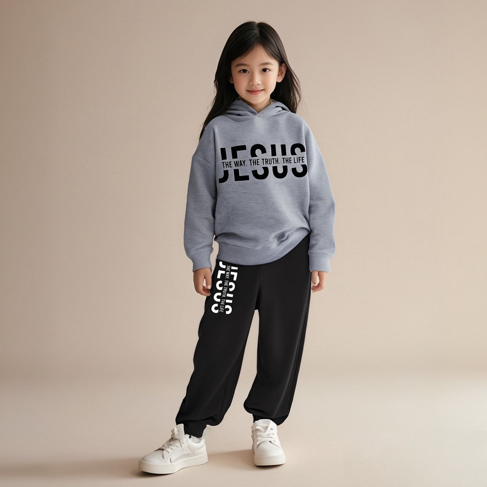 Boys Girls Sweatsuit Set 2PC Long Sleeve Printed Tracksuit Pullover ...