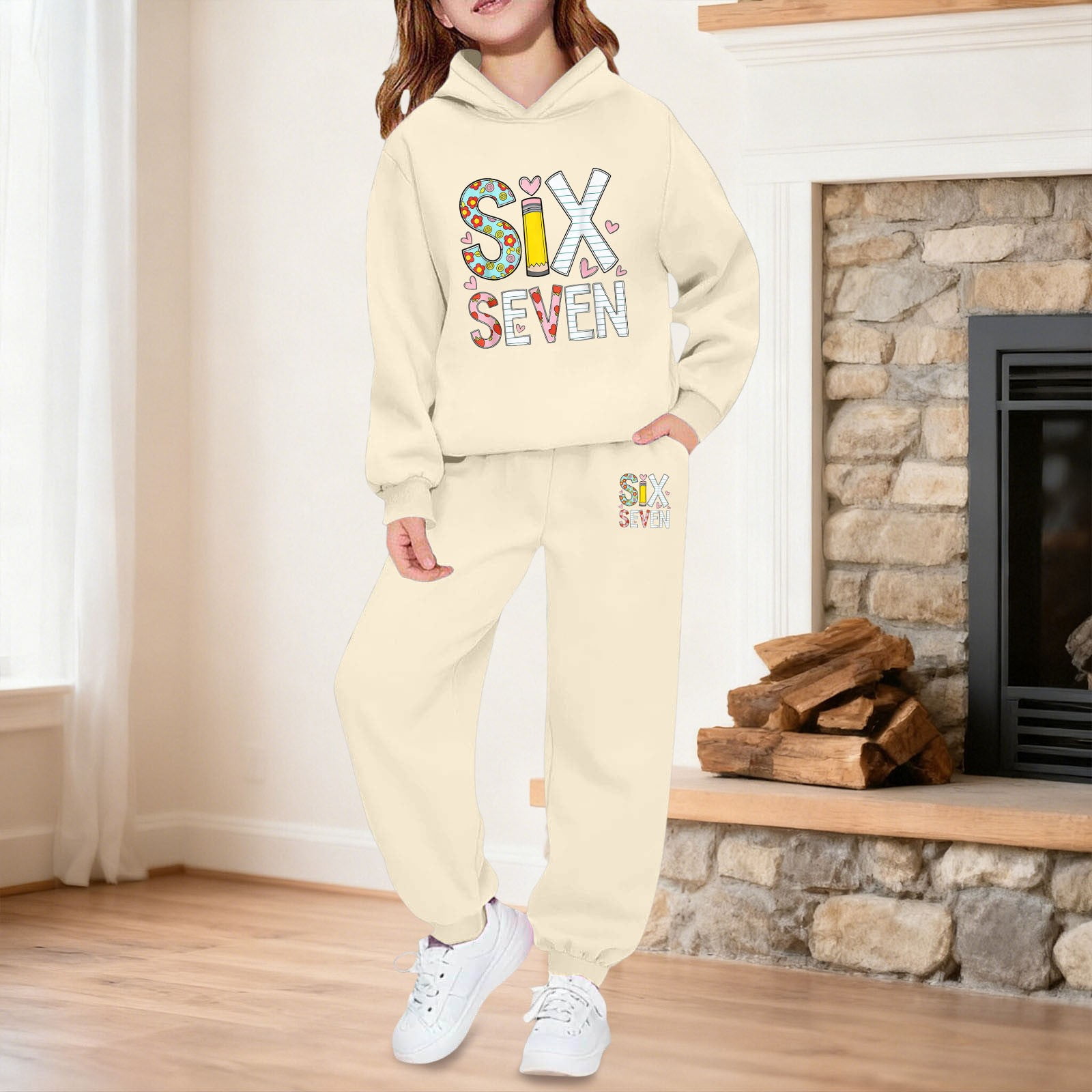 Boys & Girls Sweatsuit Six Seven Meme 67 Ice Cream Print 2 Piece Sets ...
