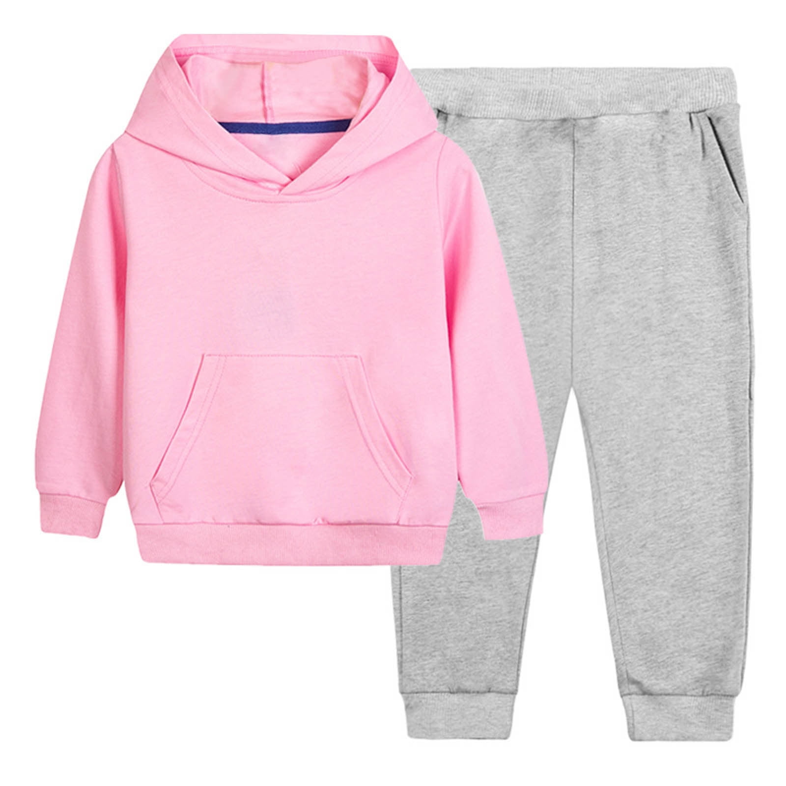 Boys Girls Sweatsuits Solid Color Casual Long Sleeve Sweatshirts and ...