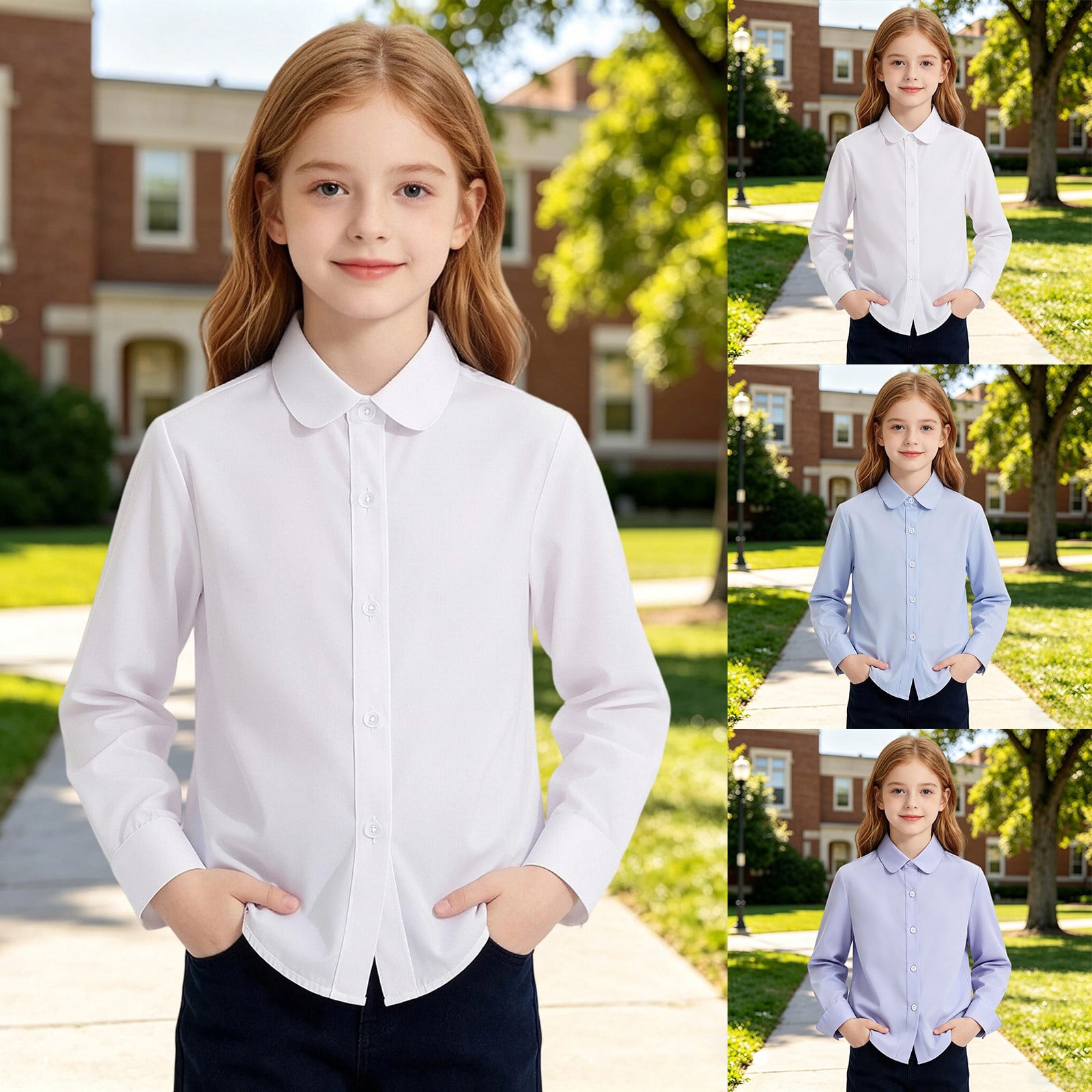 Boys Girls T Shirts Kids Boys Long Sleeve Dress Shirt Youth Formal ...
