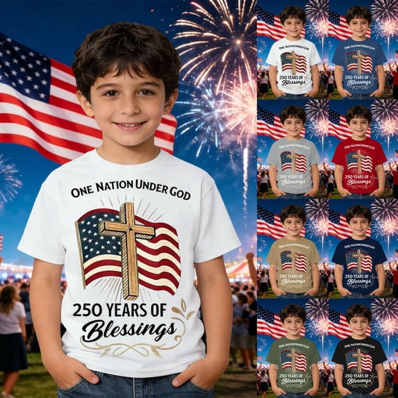 Boys Girls T Shirts Kids Short Sleeve Tops 250th Anniversary USA Shirts ...