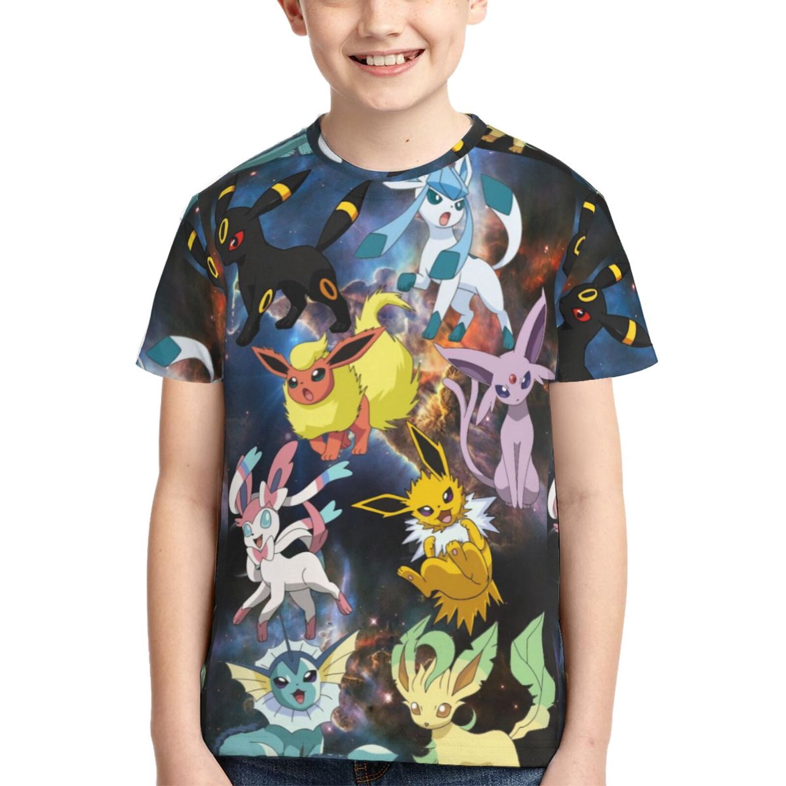 Boys Girls T-Shirts Pokémon Eevee evolutions T-Shirts Kids Short Sleeve ...