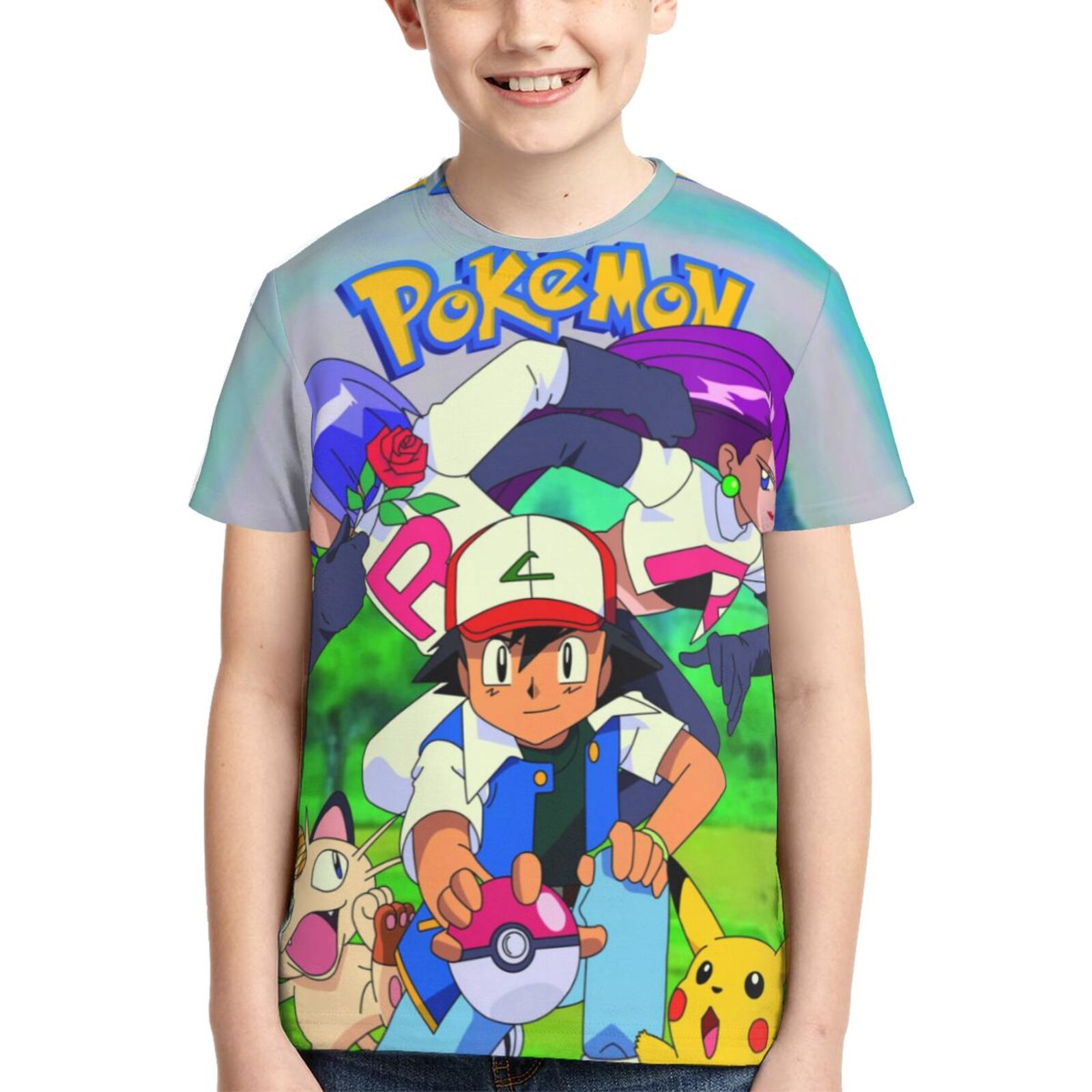 Boys Girls T-Shirts Pokemon and Ash T-Shirts Kids Short Sleeve Summer ...
